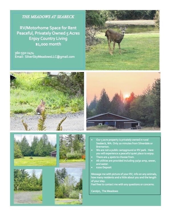 Rv Spaces With Hookups, 5 Private Country Acres, 20 Min To Town, Family Friendly - ワシントン州