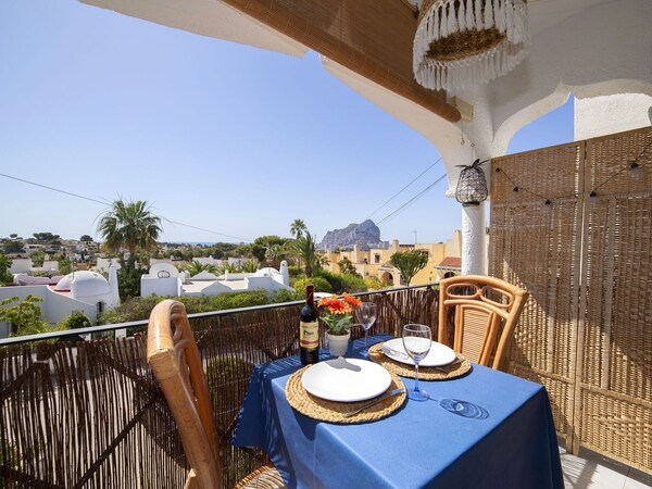 Acogedor Apartamento En Villa Para 2 Personas Con A/c, Piscina, Wifi, Tv, Patio Y Aparcamiento - Calpe