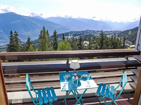 Bel Appartement Avec Wifi, Piscine, Tv, Terrasse, Animaux Admis, Vue Panoramique Et Parking - Crans-Montana