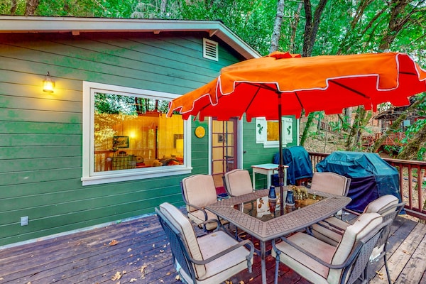 Dog-friendly Cabin Under Towering Redwoods W/expansive Deck, Bbq & Hot Tub - Guerneville, CA