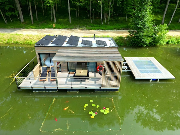 House Boat 'L'othentique, éColodge Flottant' Avec Vue Sur Lac, Jardin Partagé Et Climatisation - Marne