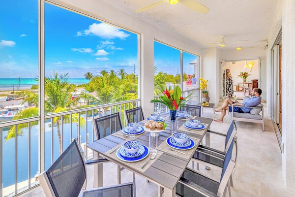 Ocean View Duplex Penthouse | Retreat Amenities: Tennis Court, Heated Pool | Vista Key One - Islamorada, FL