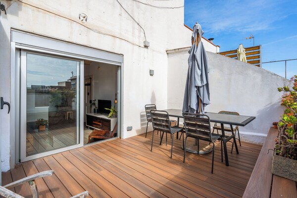 Corazón De Gracia: Elegante 1br Apartamento Con Terra - Sant Cugat del Vallès