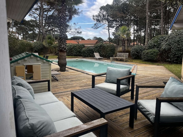 Magnificent Villa With Swimming Pool For 7 People At The Foot Of The Dunes - Landes