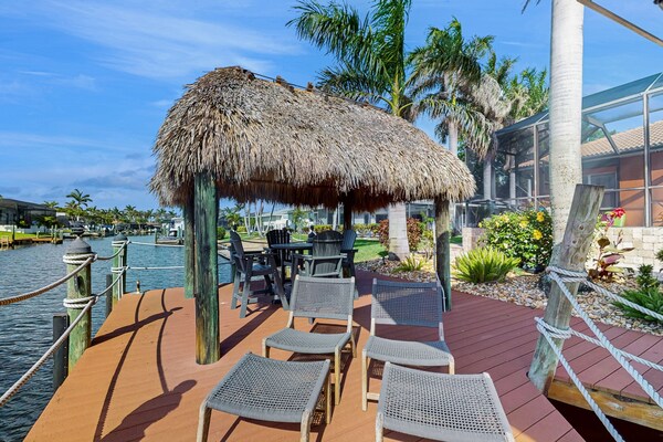 Waterfront Home With Private Pool, Lanai, Dock, & Tiki Hut - Cape Coral, FL