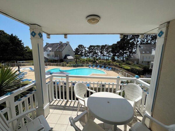 Annonce Nouvelle *Pleine Vue Mer-face à La Plage-piscine Chauffee-terrasse-wifi* - Beg Meil