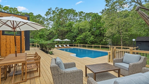 Chic Hampton Bays Escape With Private Pool, Expansive Sundeck, And Seamless... - Riverhead, NY