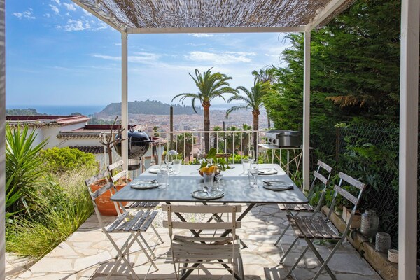 S10 Villa Brin D'azur La Minimaliste Piscine Vue Mer Clim Bbq 3 Chambres - Castel Plage - Nice