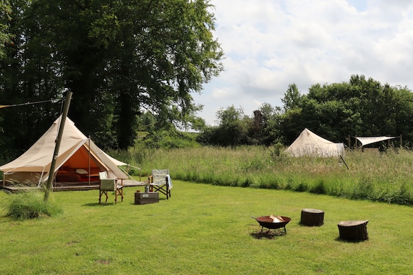 Iris, Lilypad And Bulrush Are Luxury Bell Tents All Set Privately In A Wild Meadow. - Norfolk