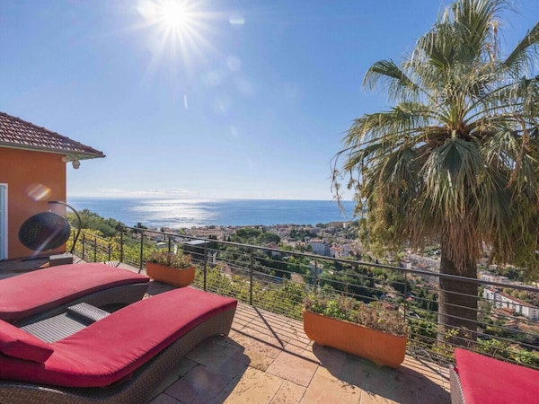 Menton - Villa Piscine Vue Mer, Suites Privées - Montecarlo