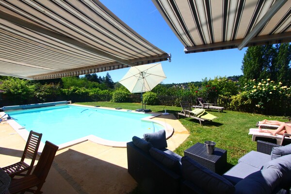 Maison Climatisée, Vue Sur Le Vieux Sarlat, Piscine Chauffée Privée 15 M, Spa - Sarlat-la-Canéda
